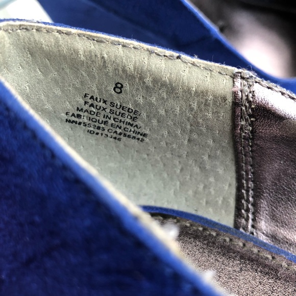 Express | Shoes | Royal Blue Faux Suede Express Wedges Peep Toe | Poshmark